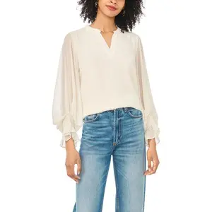 Vince Camuto Ruffle Cuff Split Neck Top