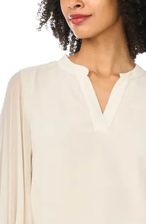 Vince Camuto Ruffle Cuff Split Neck Top