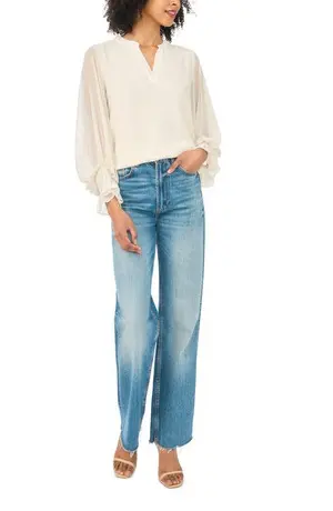 Vince Camuto Ruffle Cuff Split Neck Top