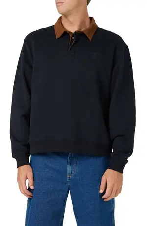 O'Neill Og Long Sleeve Fleece Rugby Shirt - Black