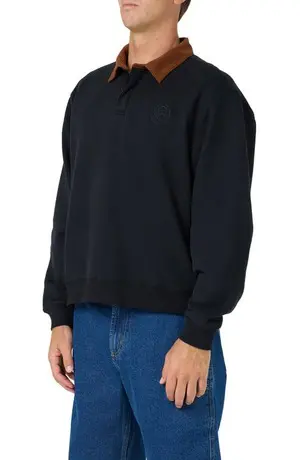 O'Neill Og Long Sleeve Fleece Rugby Shirt - Black