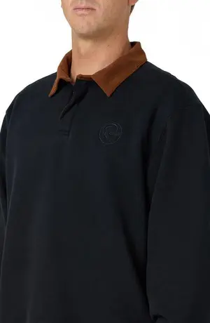 O'Neill Og Long Sleeve Fleece Rugby Shirt - Black