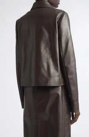 FERRAGAMO Boxy Lambskin Leather Jacket With Gancio Turnlock Closures
