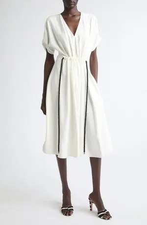 FERRAGAMO Gathered Waist Midi Dress - Mascarpone