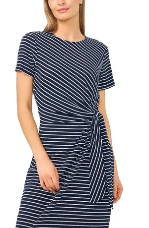 Halogen Side Tie Striped Midi Dress