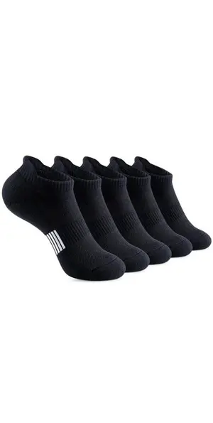 ZILPU Cushioned Performance Athletic Ankle Socks 5-pack Black