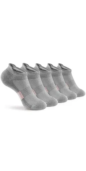 ZILPU Cushioned Performance Athletic Ankle Socks 5-pack - Gray