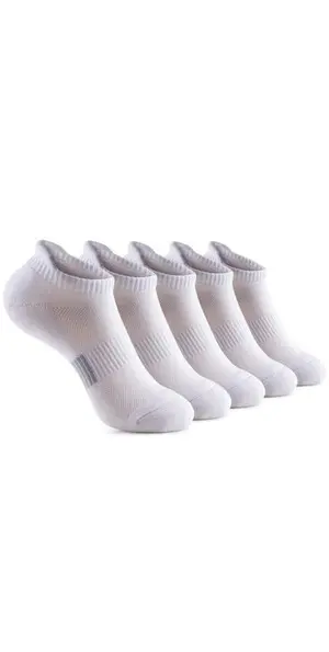 ZILPU Cushioned Performance Athletic Ankle Socks - 5-Pack White