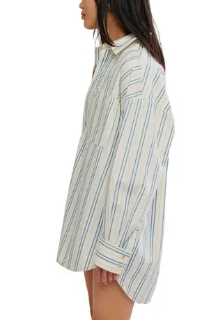 Free People Freddie Striped Cotton Shirt - Ivory Combo
