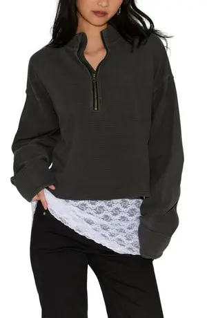 Free People Celeste Quarter-zip Pullover - Black