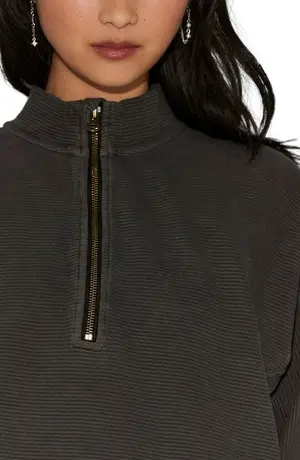 Free People Celeste Quarter-zip Pullover - Black