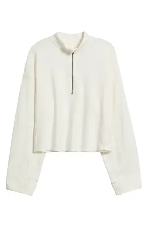 Free People Celeste Quarter-zip Pullover - Clean Ivory