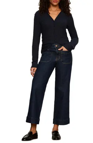 Sanctuary Juno Textured Button-up Top - Navy Blaze