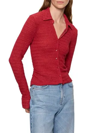 Sanctuary Juno Textured Button-up Top - Red Berry