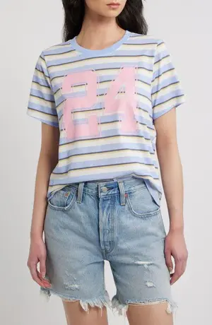 VINYL ICONS Striped Graphic T-shirt