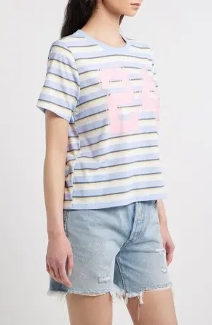 VINYL ICONS Striped Graphic T-shirt