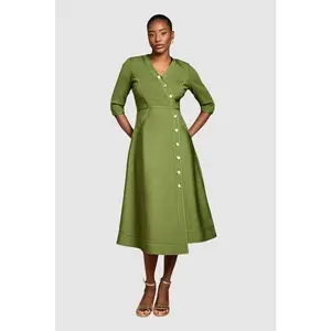 Coast Bandage V-neck Midi Dress - Olive