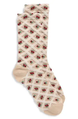 Free People Floral Jacquard Socks - Ivory