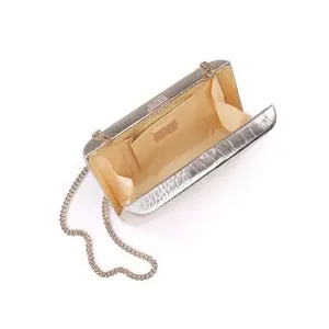 Badgley Mischka Lula Croc Embossed Leather Minaudière - Gold