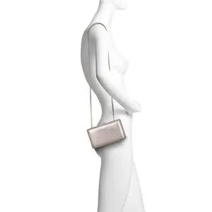 Badgley Mischka Lula Croc Embossed Leather Minaudière - Gold