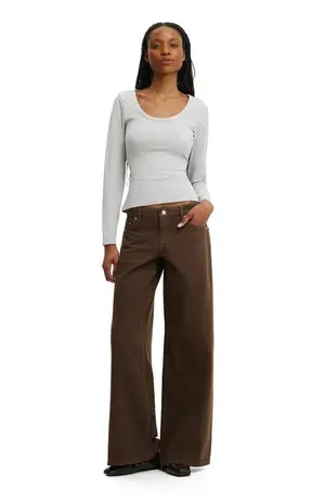 COTTON ON Everyday Smooth Scoop Neck Long Sleeve - Grey Marle