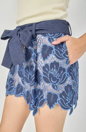 Endless Rose Scalloped Hem Lace High Waist Shorts