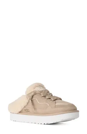 UGG Lowmel Genuine Shearling Lined Lace-up Mule Moonlight
