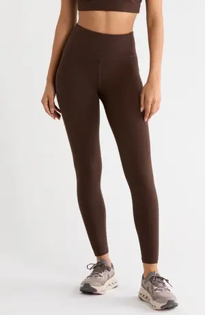 Zella Studio Luxe 7/8 High Waist Pocket Leggings - Brown Mole