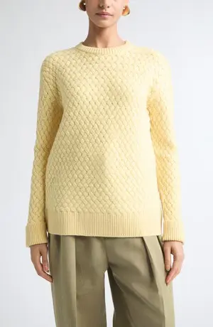 Bottega Veneta Wool Intrecciato Crewneck Sweater - 2998 Buff