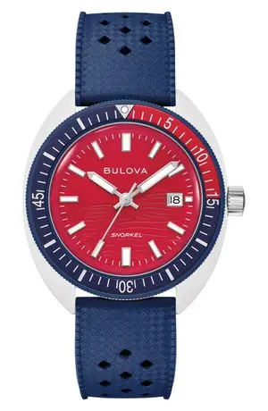 Bulova Special Edition Snorkel Rubber Strap Watch - Blue