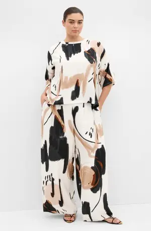 City Chic Abstract Print Woven Shirt