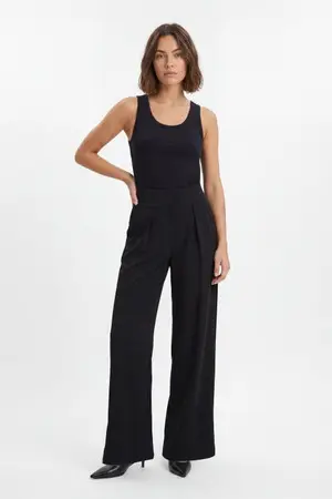 Karen Millen High Waist Wide Leg Trousers - Black