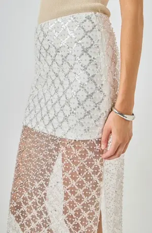 Endless Rose Embellished Mesh Maxi Skirt