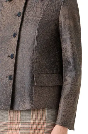 Akris Relaxed Fit Waxed Leather Jacket