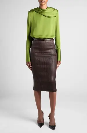 TOM FORD Draped Silk Georgette Top - Lime Green