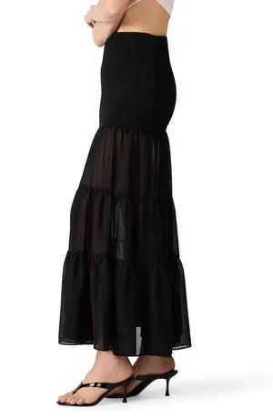 Steve Madden Lisabel Smocked Tiered Maxi Skirt
