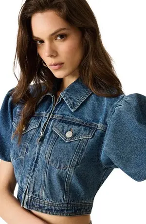 Steve Madden Marcy Cropped Puff Sleeve Jacket