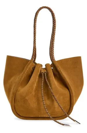 Proenza Schouler Large Ruched Suede Tote - Hazelnut