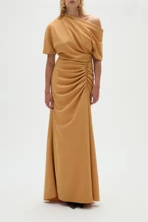 Amsale Pebble Crepe Slouch Dress - Apricot