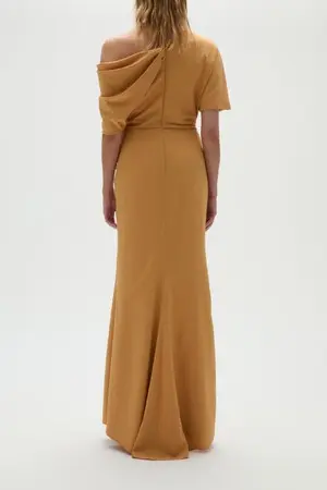 Amsale Pebble Crepe Slouch Dress - Apricot