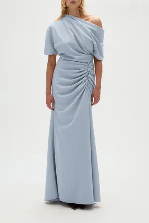 Amsale Pebble Crepe Slouch Dress - Ice