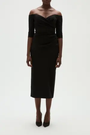 Amsale Stretch Crepe Cocktail Dress - Black