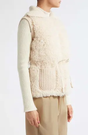 Moncler Quilted Faux Fur And Virgin Wool Cashmere Down Vest - Beige
