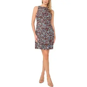 Halogen Seamed High Neck Floral-paisley Mini Dress