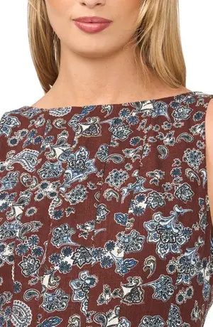 Halogen Seamed High Neck Floral-paisley Mini Dress