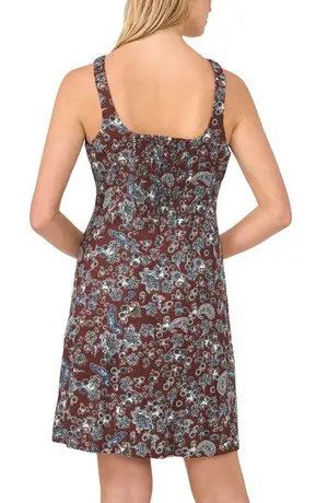 Halogen Seamed High Neck Floral-paisley Mini Dress