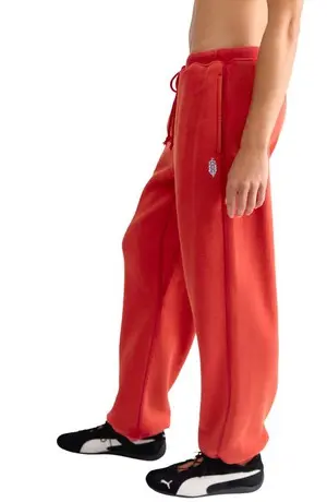 Free People Relaxed Fleece Joggers - Candy Apple