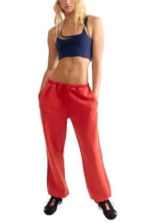 Free People Relaxed Fleece Joggers - Candy Apple