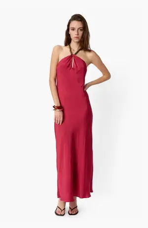 Cami Nyc Giulia Hammered Silk Halter Dress