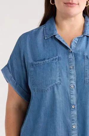 BEACHLUNCHLOUNGE Ida Button Front Lyocell Shirt